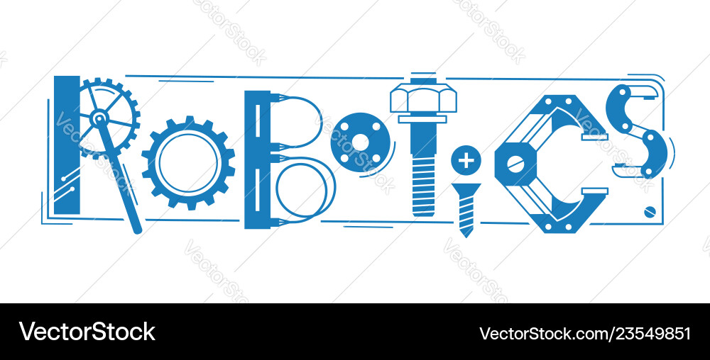Robotics Lettering & Mechanical Details Vector Image