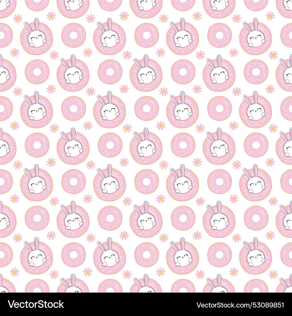 Seamless pattern with cartoon cute rabbit sweet Vector Image