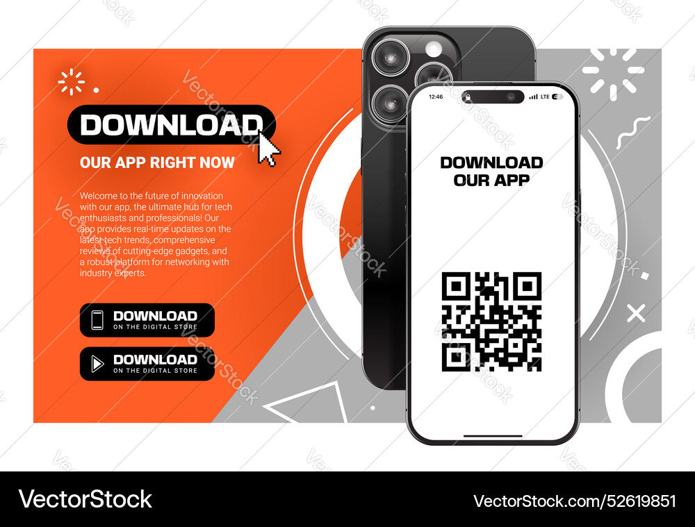 Smartphone app download banner template Royalty Free Vector