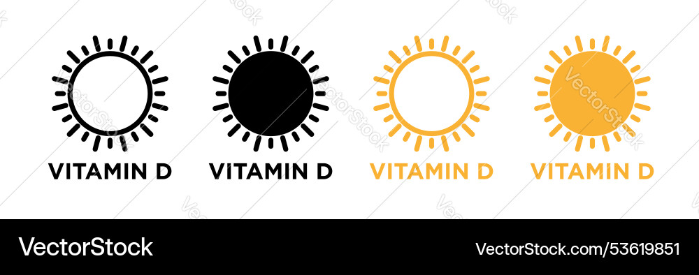 Vitamin d icon set from sun light Royalty Free Vector Image