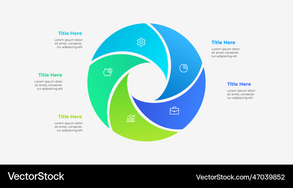 Circle diagram divided into 5 segments template Vector Image