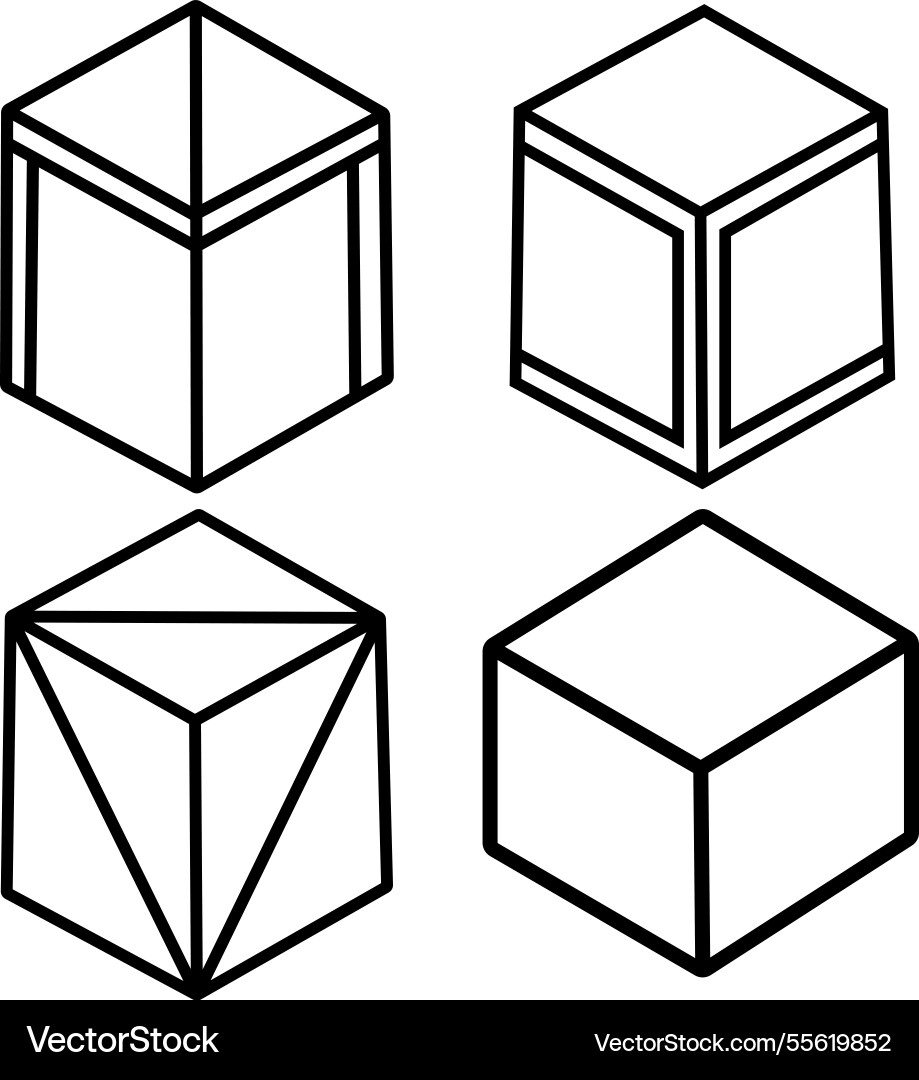 Dice outline icon set in black and white Vector Image