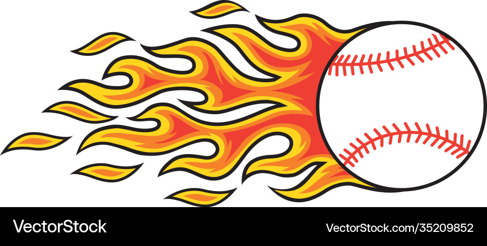 Flaming baseball Royalty Free Vector Image - VectorStock