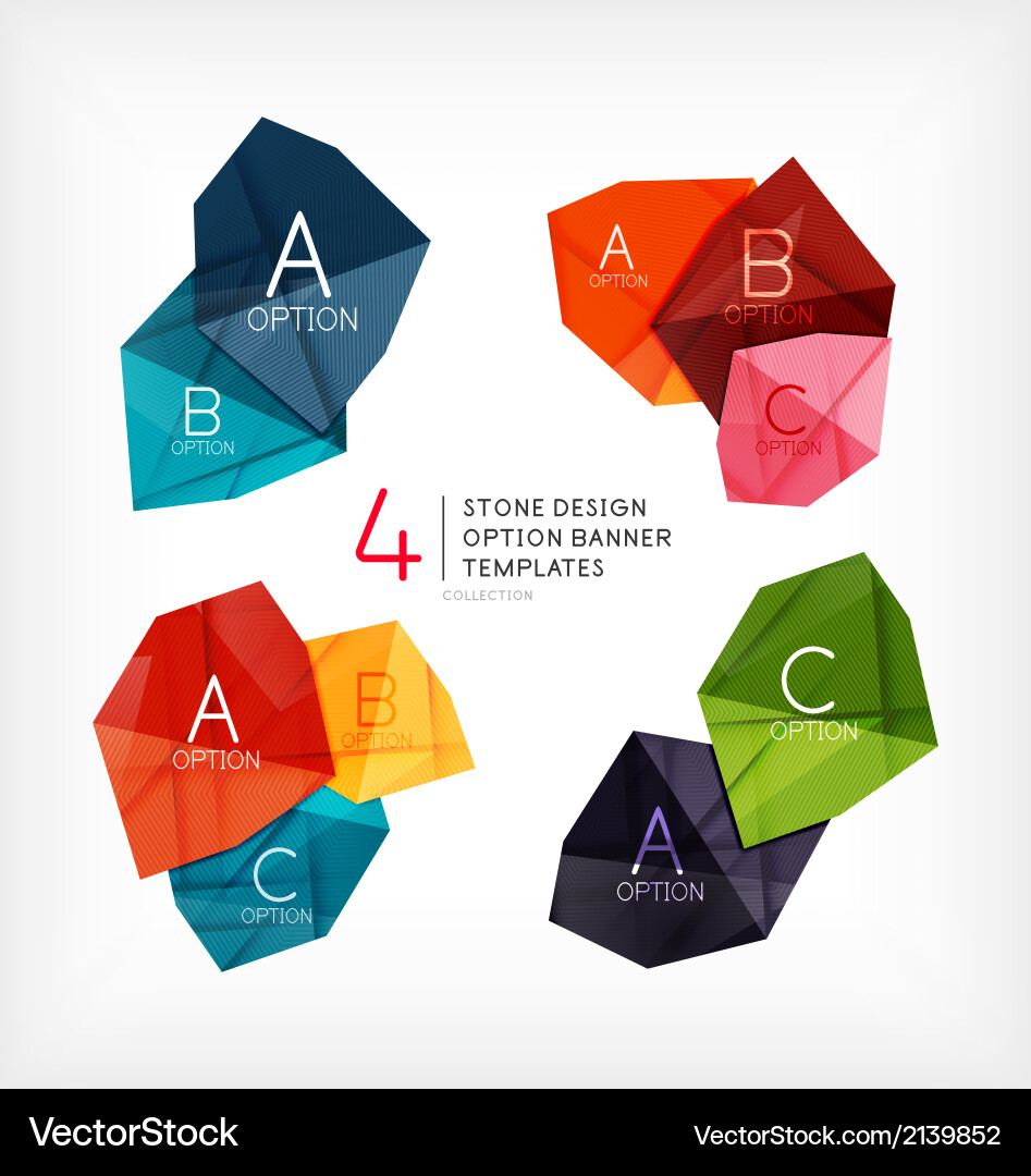 Geometric shaped stone option banners Royalty Free Vector