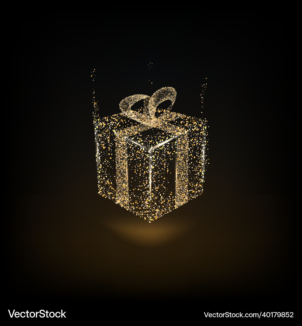 Gift box frame gold sequins glitters sparkles Vector Image
