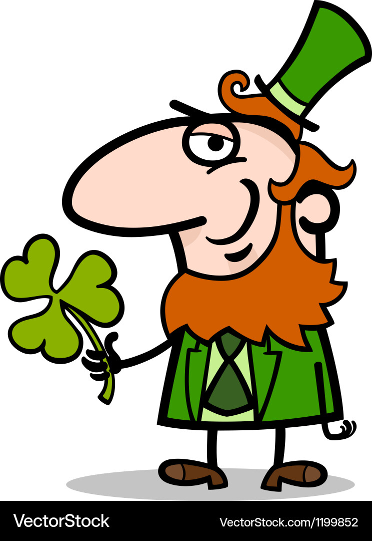 Leprechaun with clover cartoon Royalty Free Vector Image