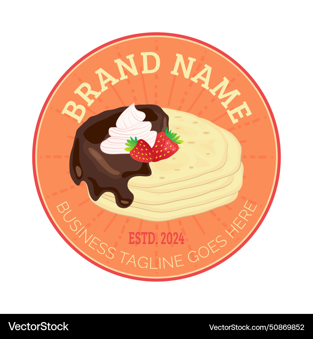 Pancake or crepes round badge logo Royalty Free Vector Image