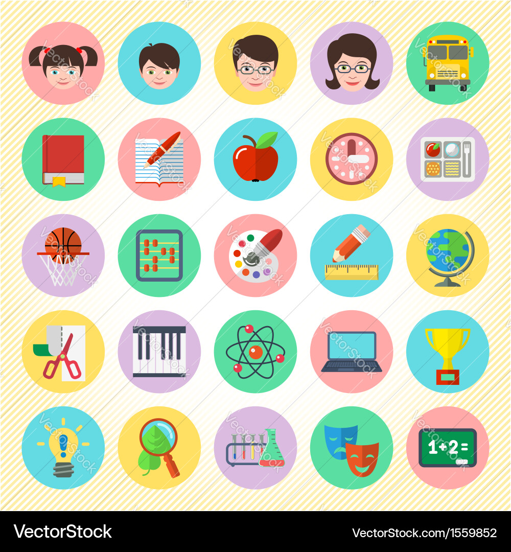 School icons set Royalty Free Vector Image - VectorStock