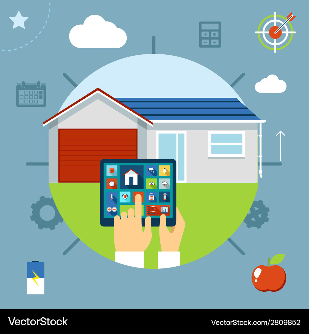 Smart house concept controlled from a tablet Vector Image