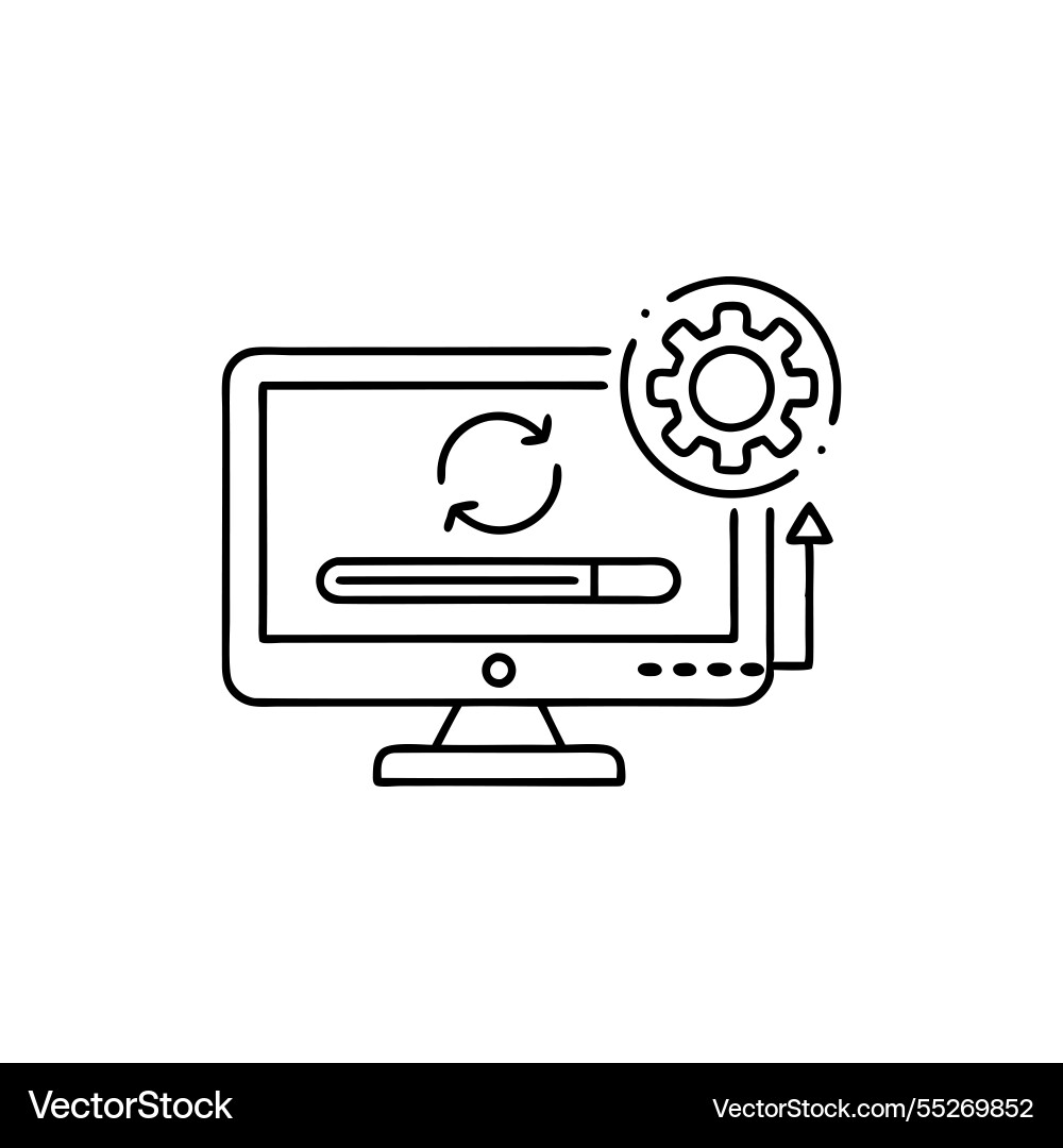 Update system line art flat auf weißem Hintergrund