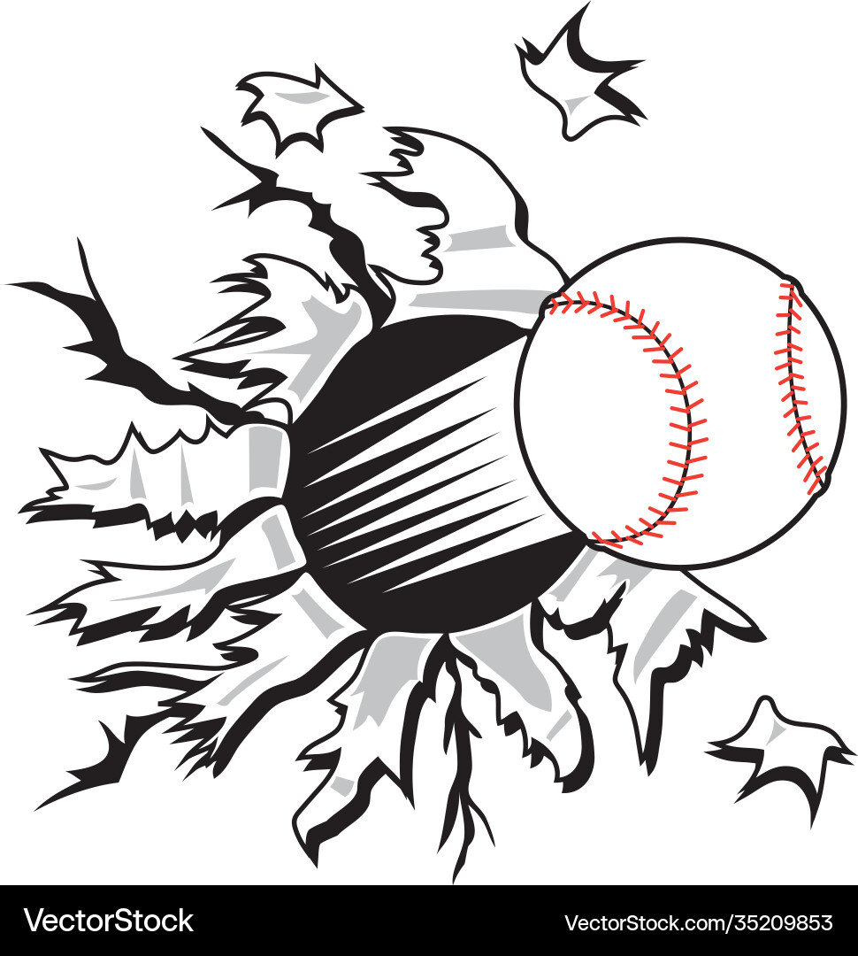 Baseball rip through Royalty Free Vector Image
