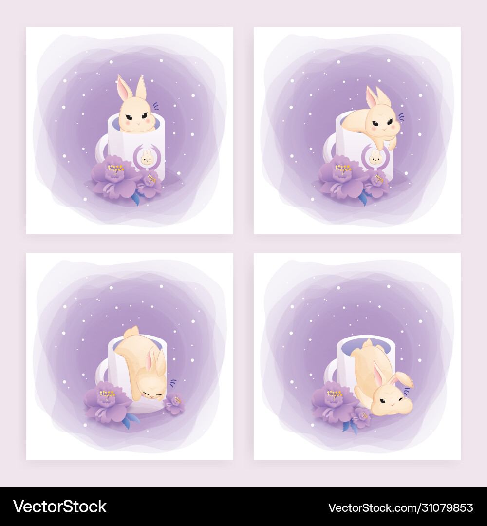 Cartoon cute bunny in coffee cup Royalty Free Vector Image