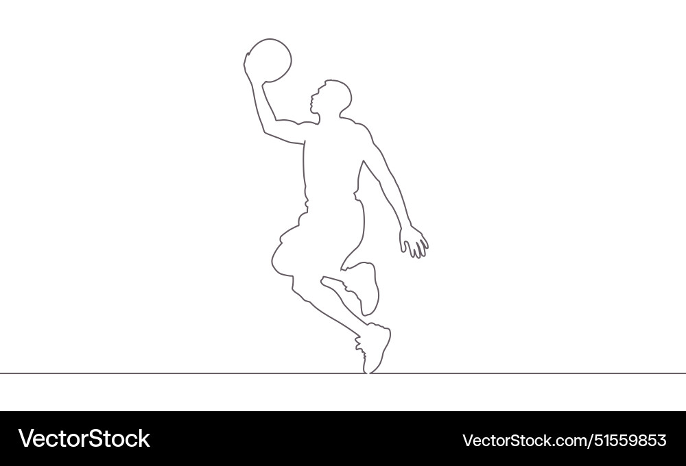 Competitive young man practicing basketball Vector Image