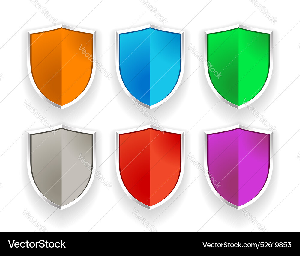 Different colour shield badges Royalty Free Vector Image
