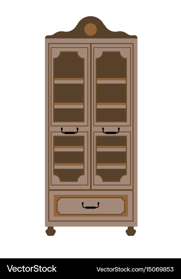 Empty cupboard in vintage style isolated on white Vector Image