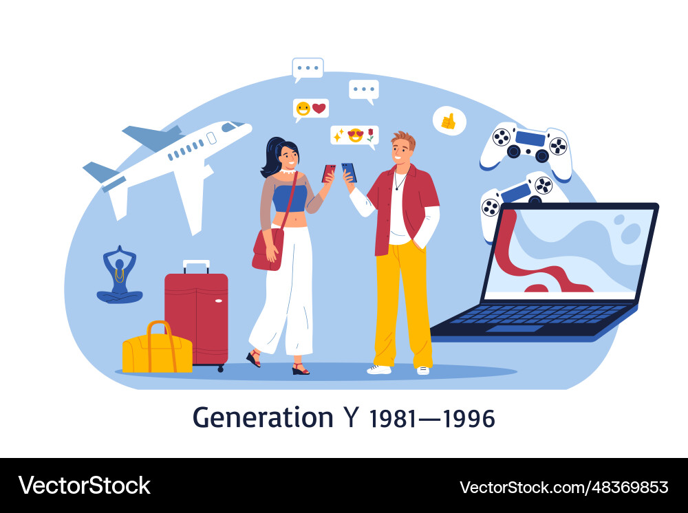 Generation y people composition Royalty Free Vector Image