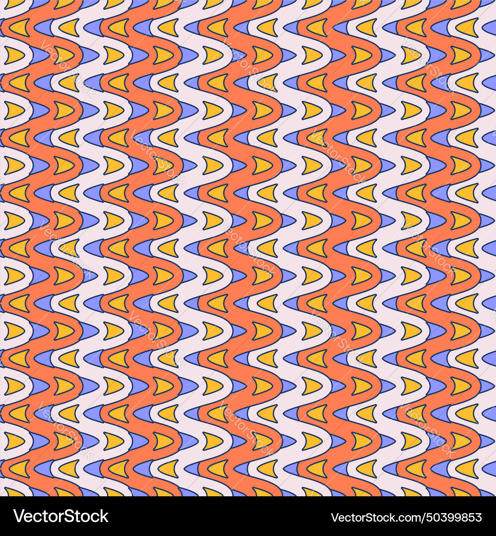 Groovy ripple geometric seamless pattern 70s Vector Image