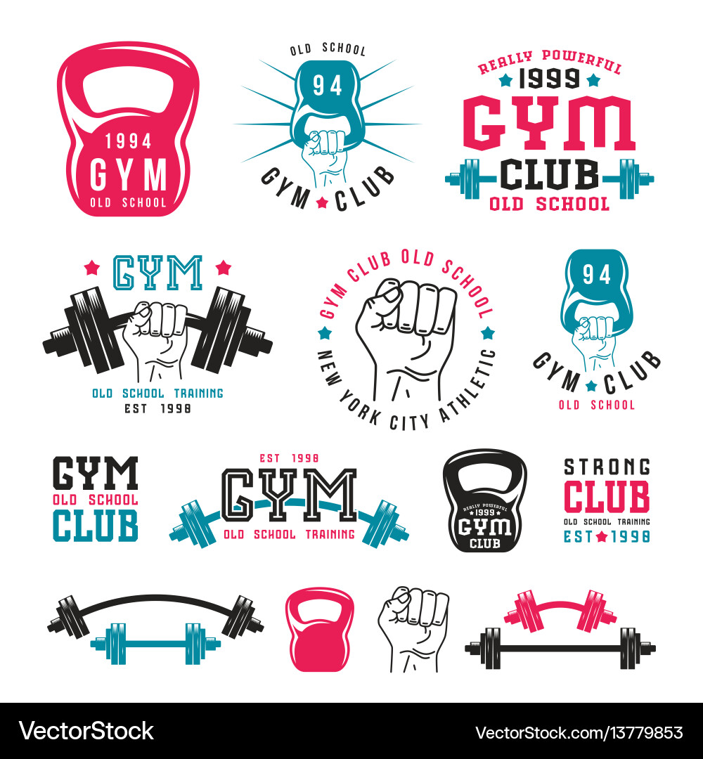 Gym Club Icons & Emblems Royalty Free Vector Image