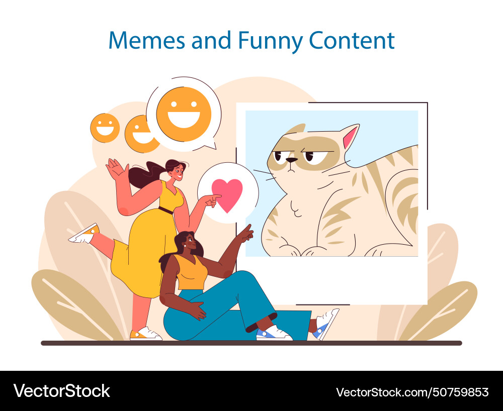 Humor in social media concept users enjoying Vector Image