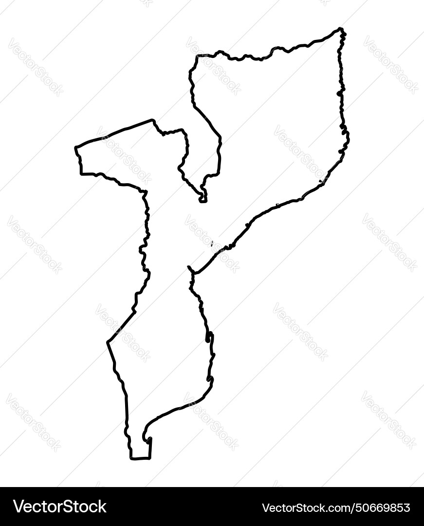 Mozambique outline silhouette map Royalty Free Vector Image