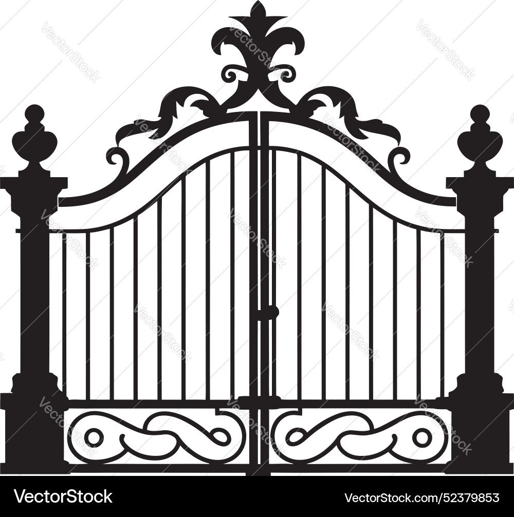 Rustic gateway antique metal gate logo design Vector Image