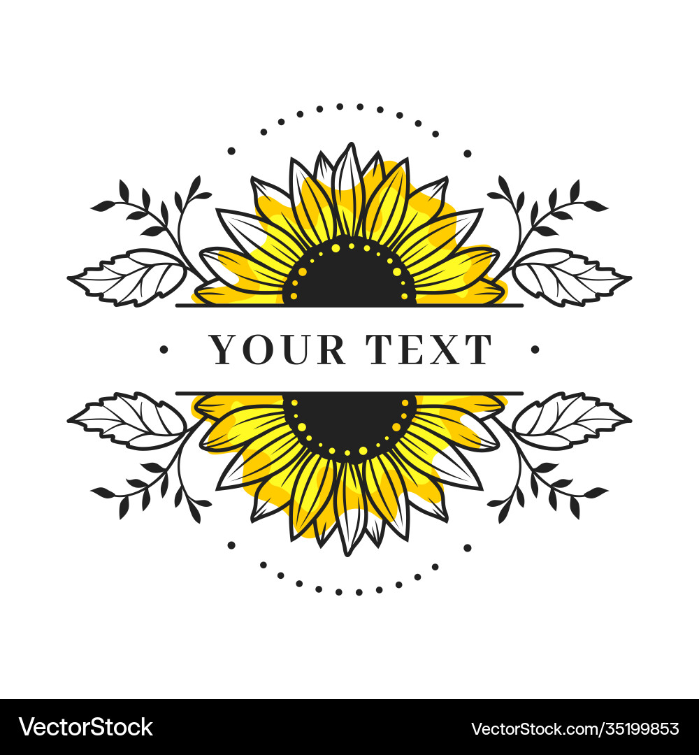 Sunflower Split Frame Royalty Free Vector Image