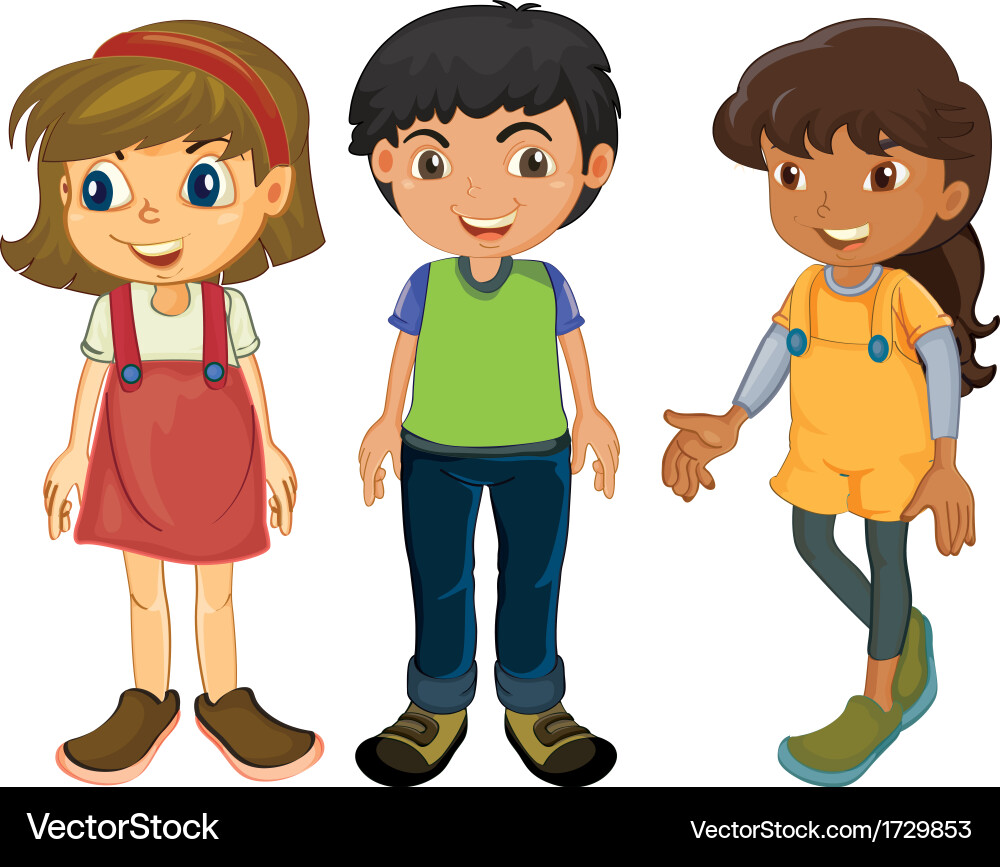 Three kids Royalty Free Vector Image - VectorStock