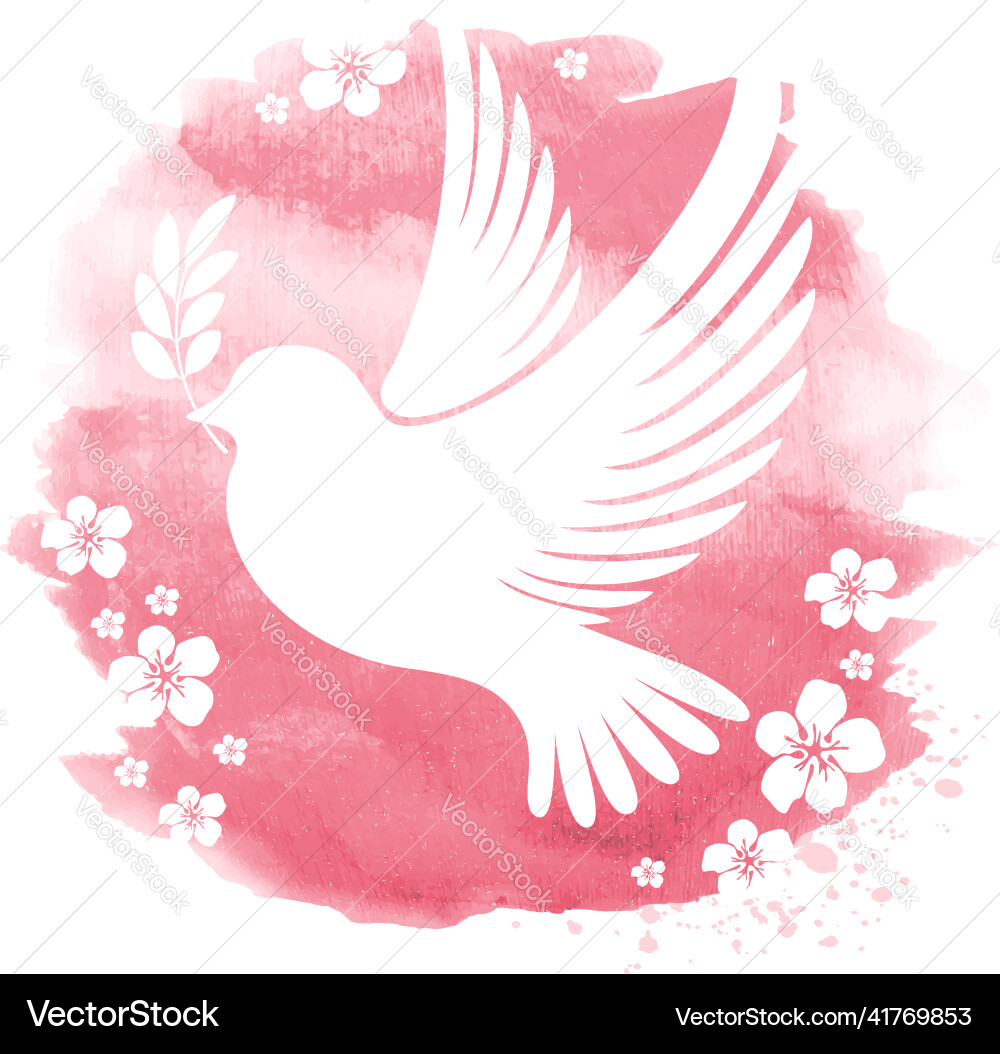 White dove on watercolor background Royalty Free Vector