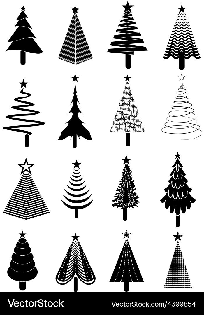 Christmas tree icons set Royalty Free Vector Image
