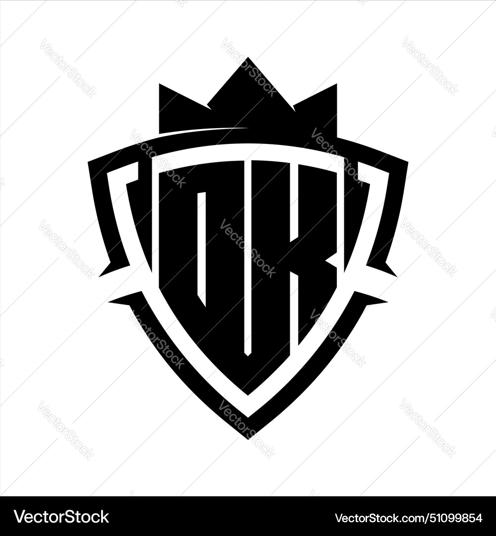 Dk letter bold monogram triangle curve shield Vector Image