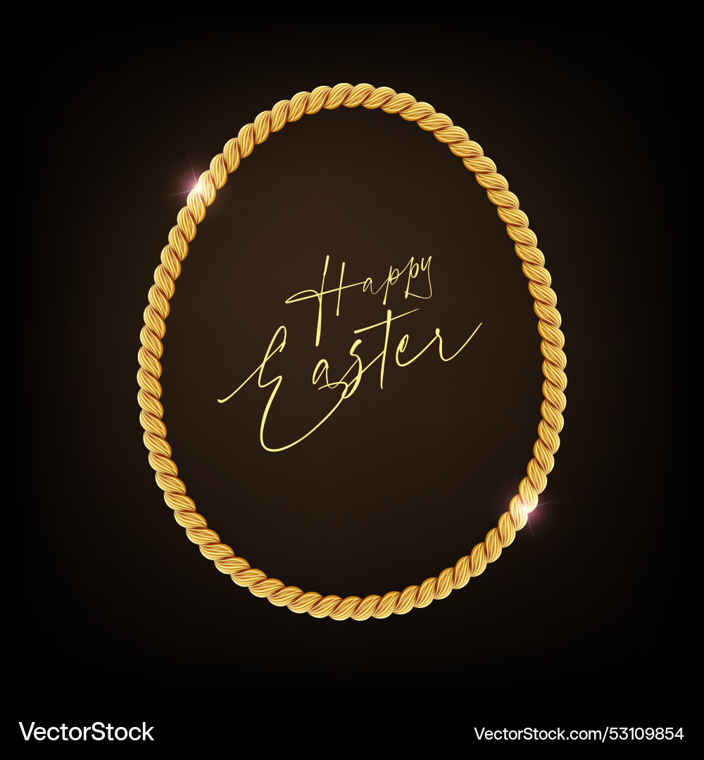 Easter egg frame gold twisted braided rope border Vector Image
