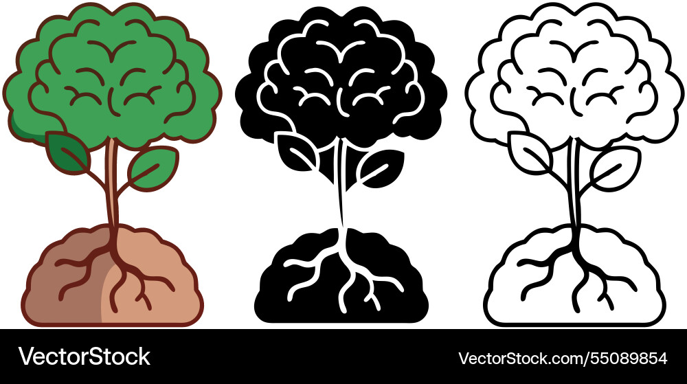 Growing plant tree sapling roots soil green b Vector Image