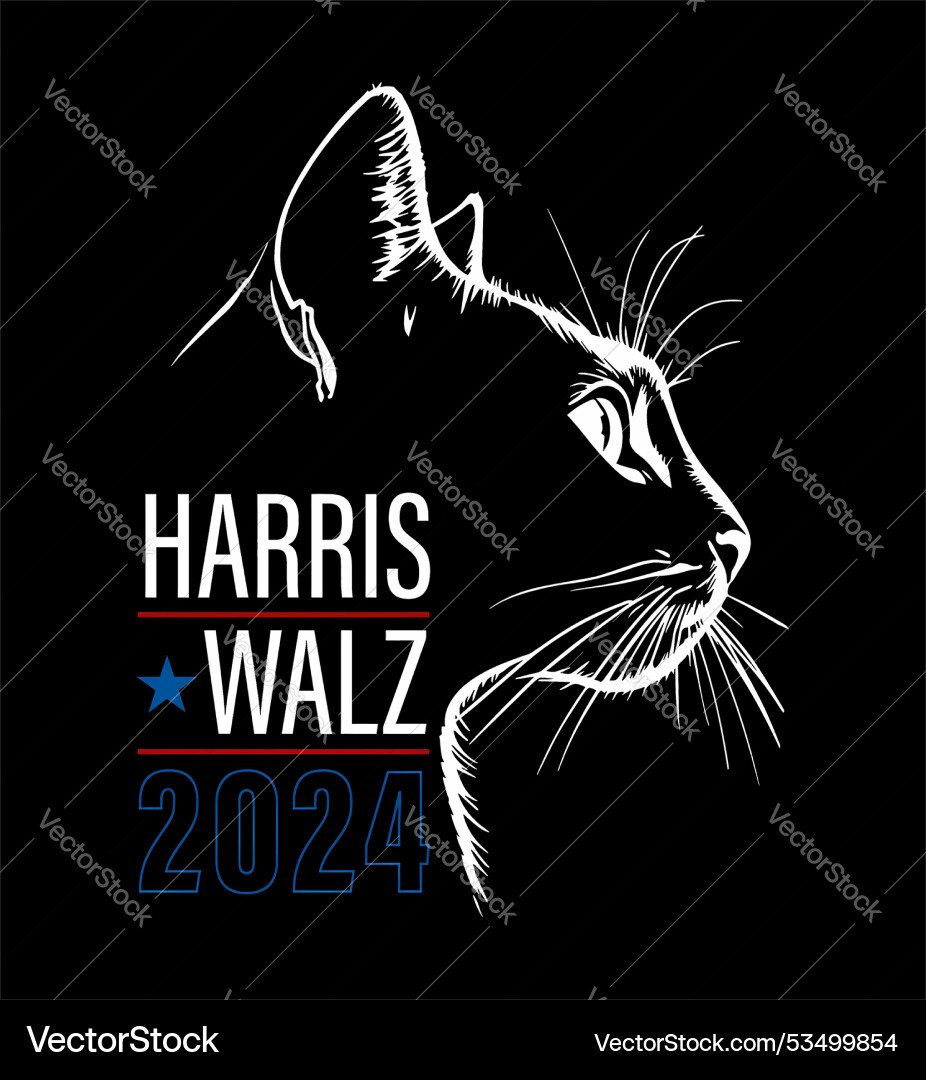 Harris walz 2024 cat Royalty Free Vector Image