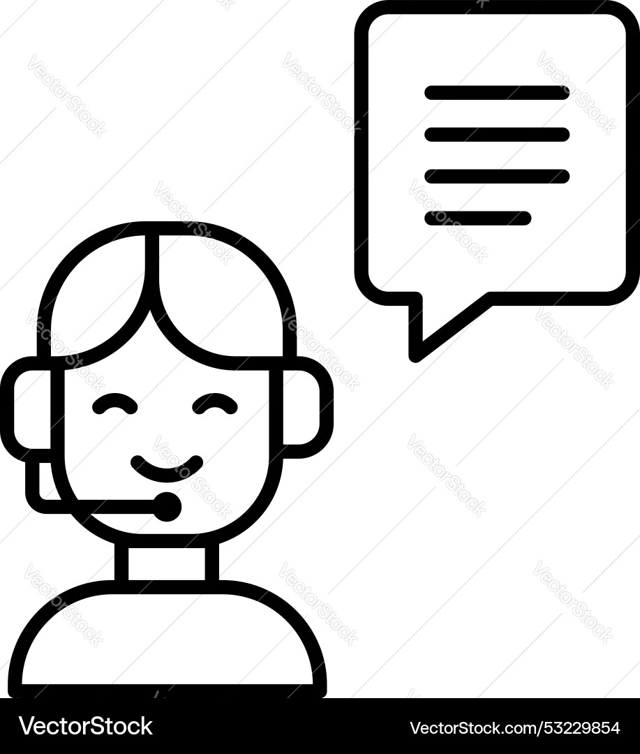 Icon line customer service and bubble chat Vector Image
