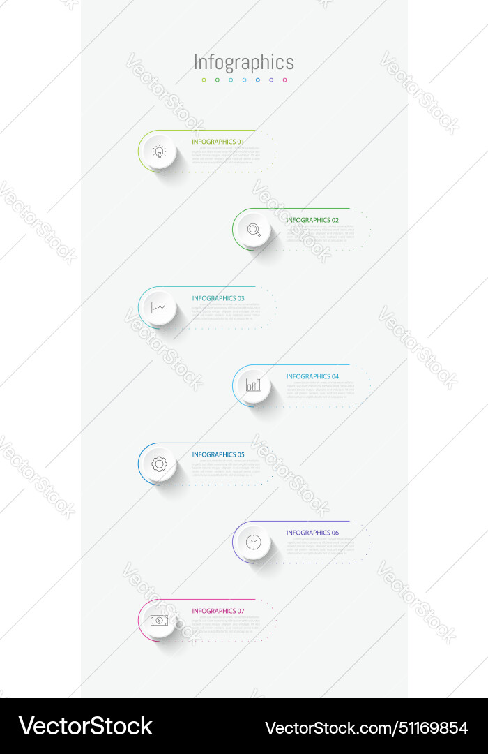 Infographic 7 options design elements Royalty Free Vector