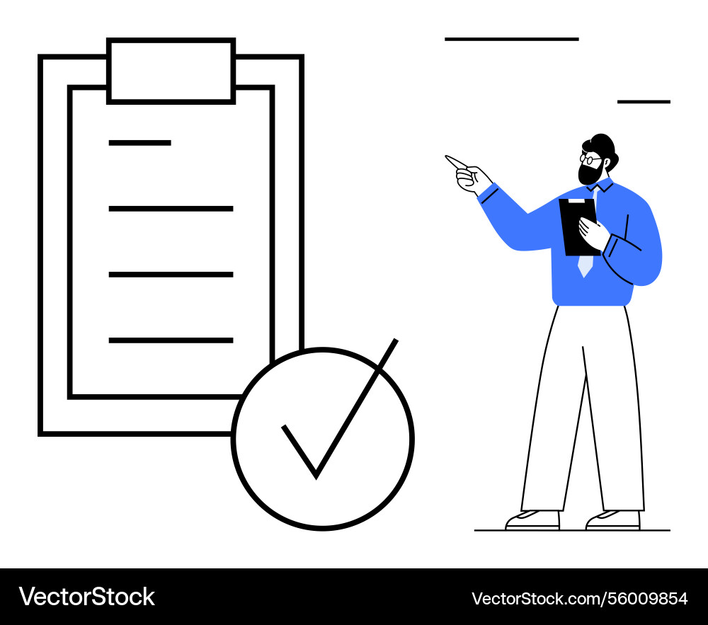 Professional checklist with man reviewing Vector Image