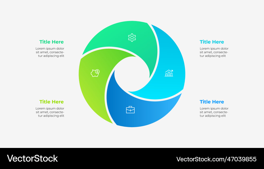 Circle diagram divided into 4 segments template Vector Image