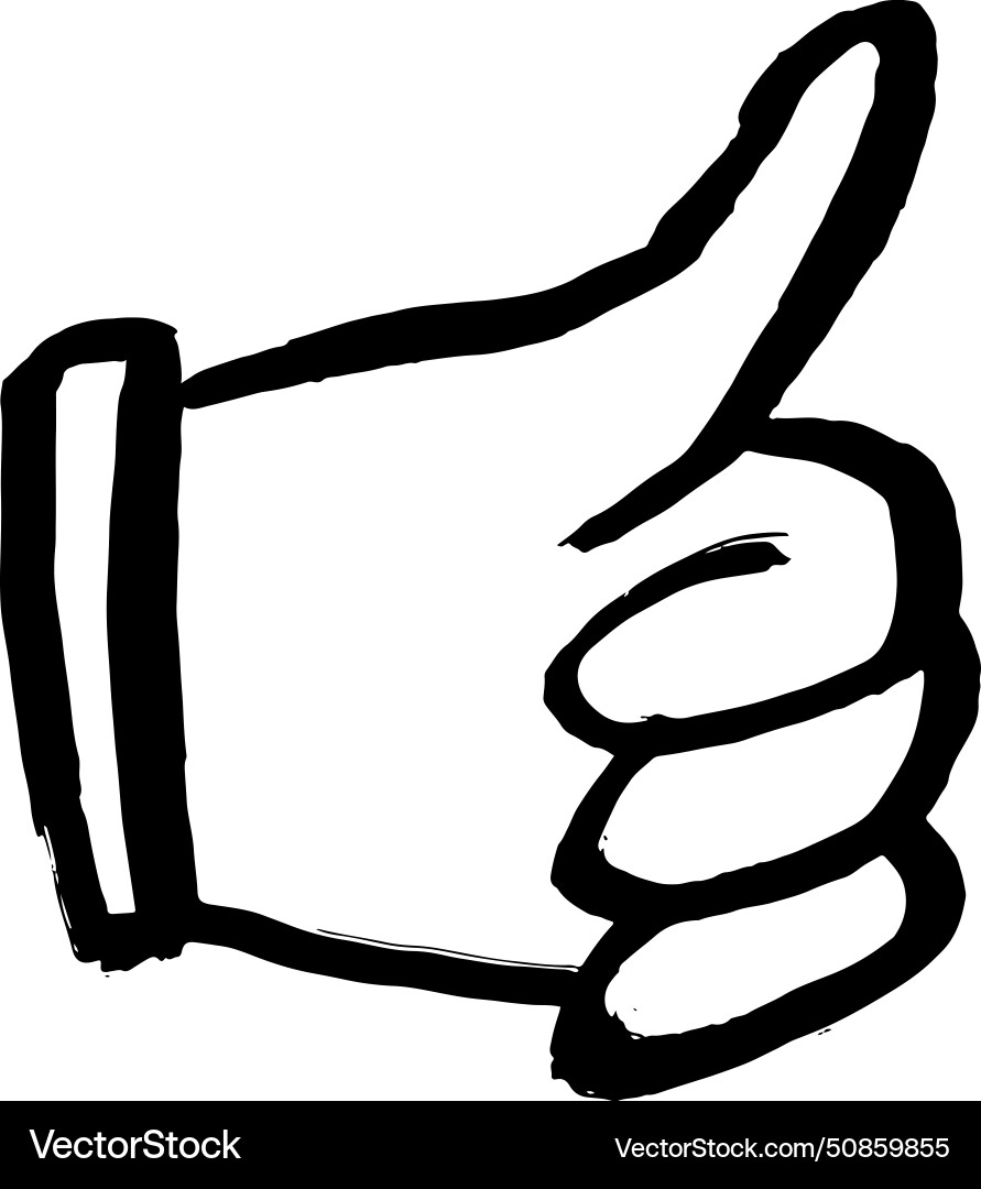 Dry brush hand drawn like icon thumb up Royalty Free Vector