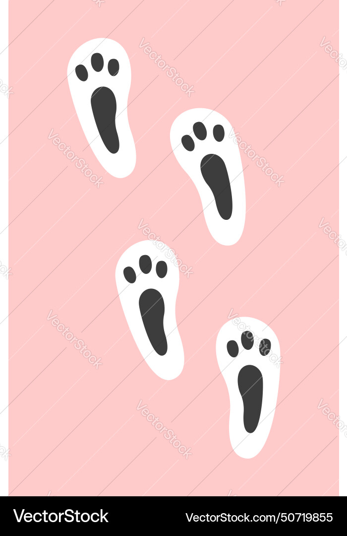 Footprints of white rabbit paws on the ground Vector Image