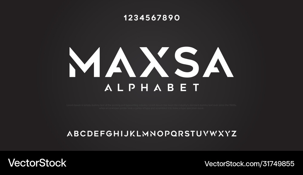 Maxsa alphabet Royalty Free Vector Image - VectorStock