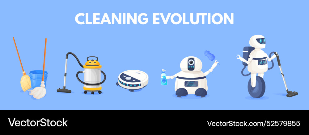 Vacuum cleaners evolution domestic cleaning tool Vector Image