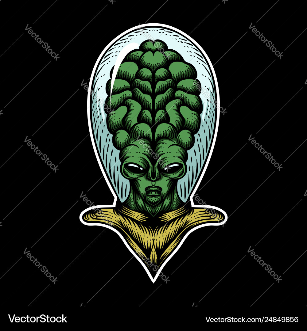 Alien Head Illustration Royalty Free Vector Image