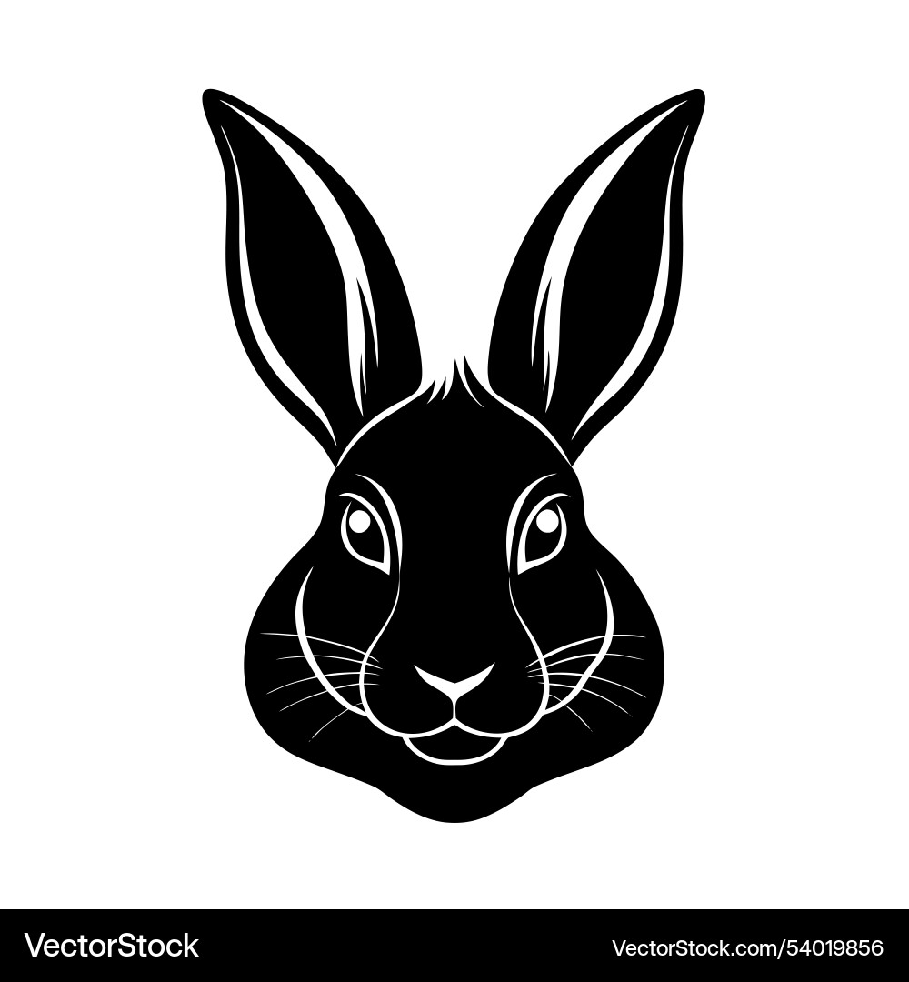 Rabbit head silhouette art Royalty Free Vector Image