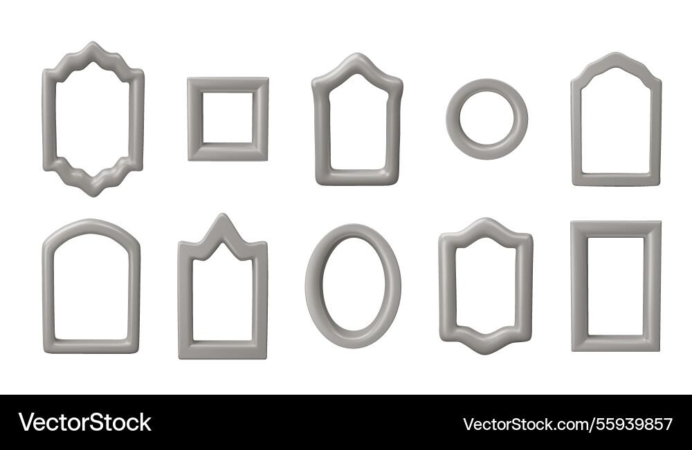 3d frames set vintage border design Royalty Free Vector