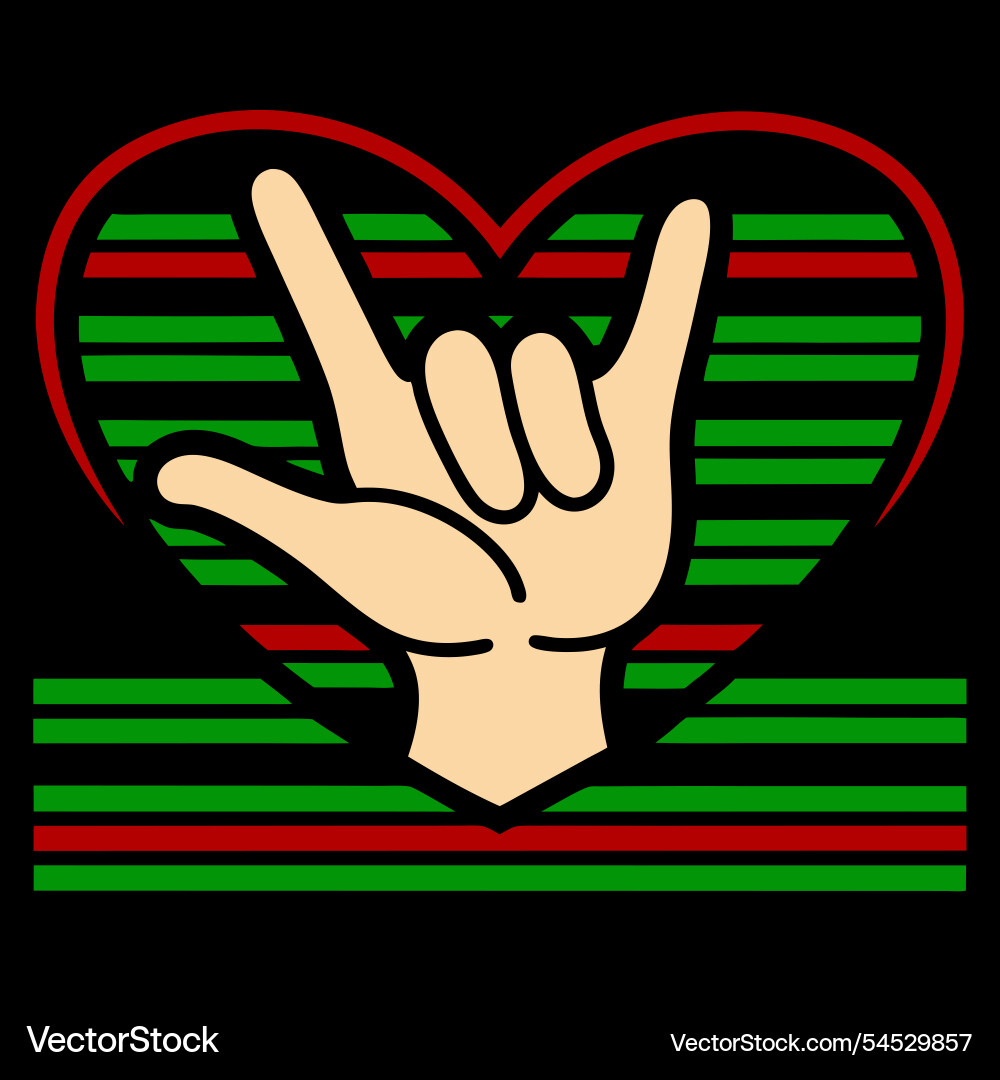 Asl i love you hand with heart and leaves design Vector Image