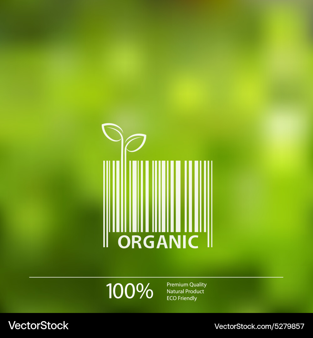 Blurred nature background with eco barcode Vector Image