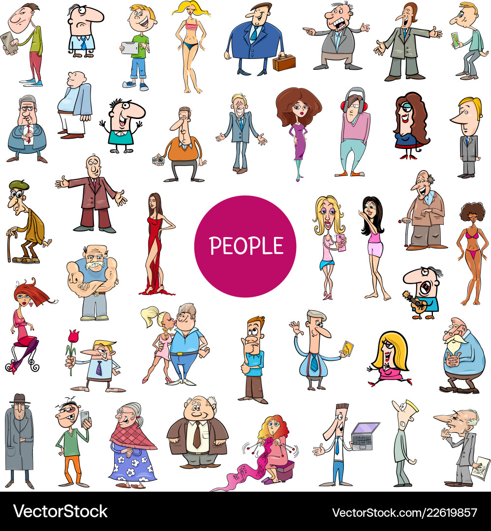 Cartoon people characters huge set Royalty Free Vector Image