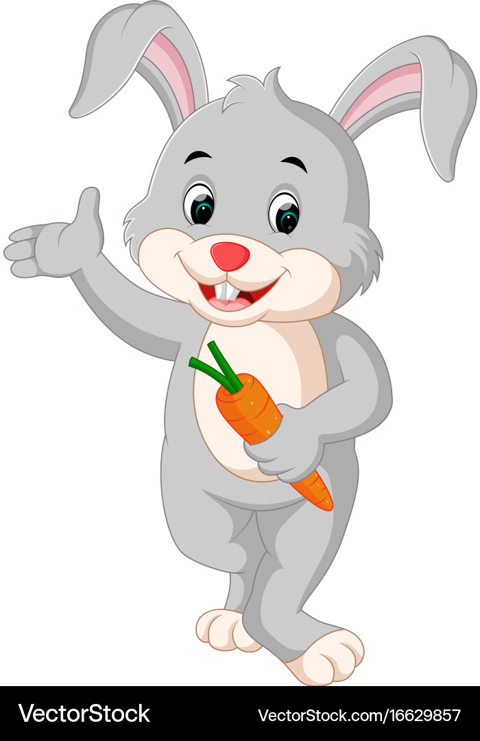Cartoon rabbit holding carrot Royalty Free Vector Image