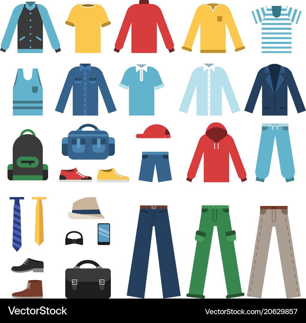 Different clothes for man isolate on white Vector Image