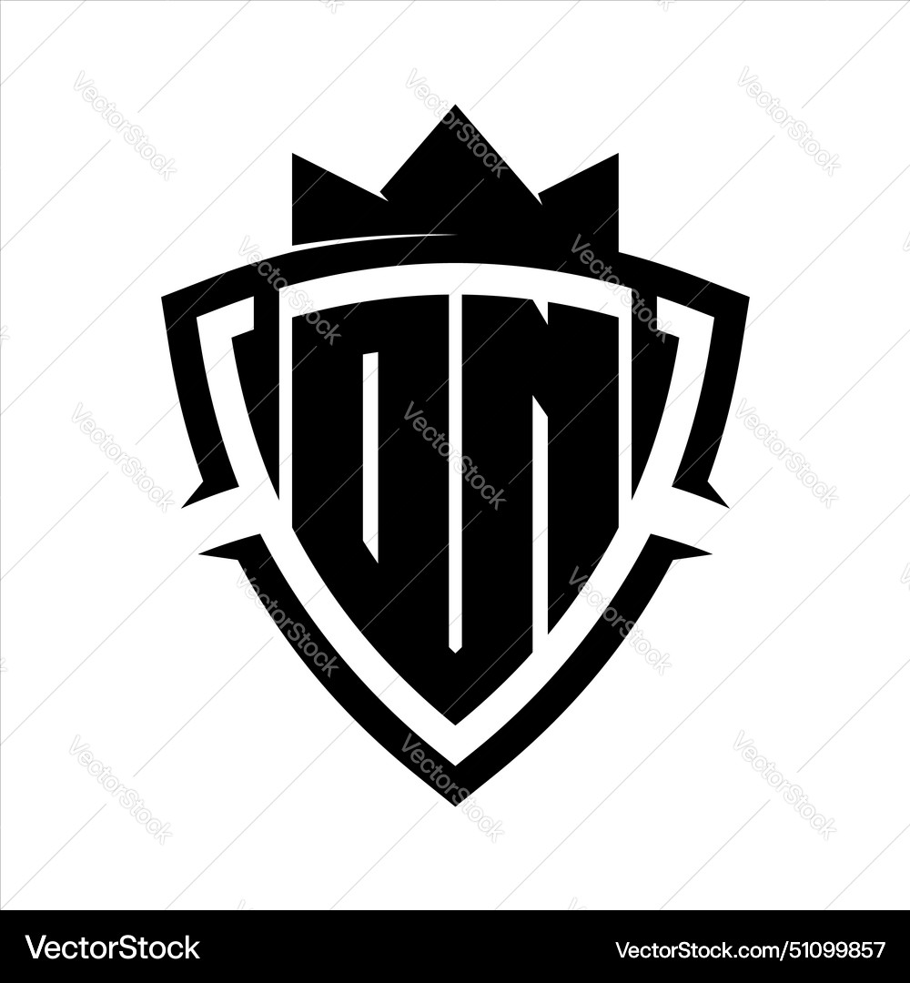 Dn letter bold monogram triangle curve shield Vector Image